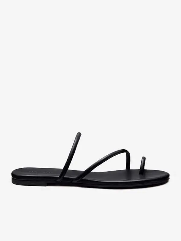 REFORMATION Ludo Toe Ring Strappy Flat Sandal - Black