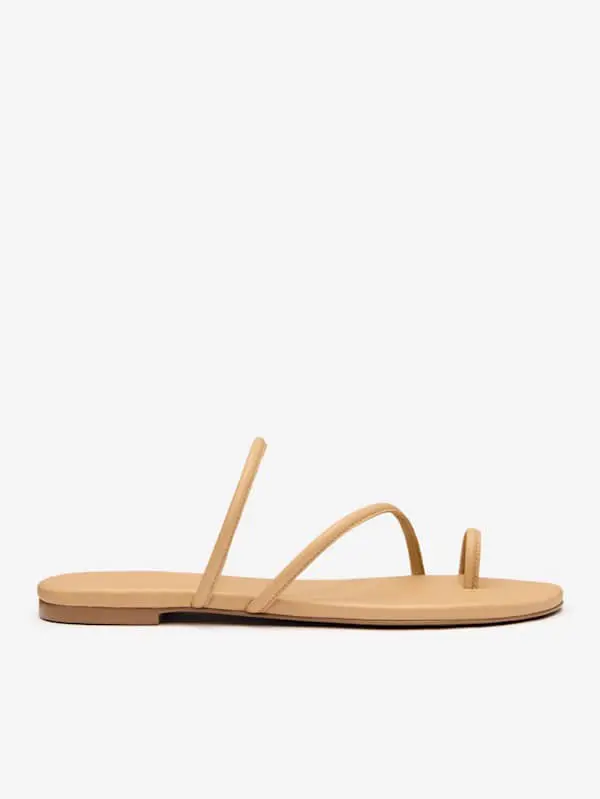 REFORMATION Ludo Toe Ring Strappy Flat Sandal - Natural