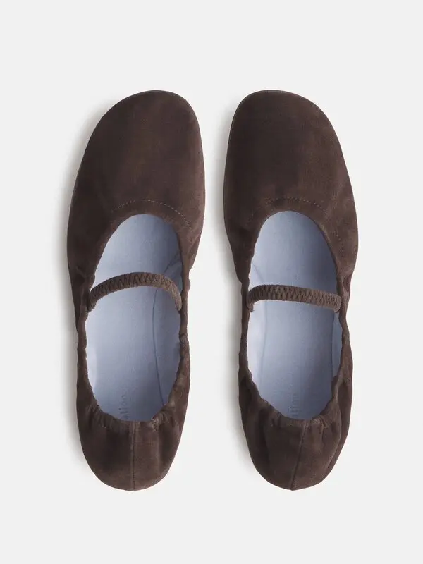 REFORMATION Buffy Ruched Ballet Flat - Brown