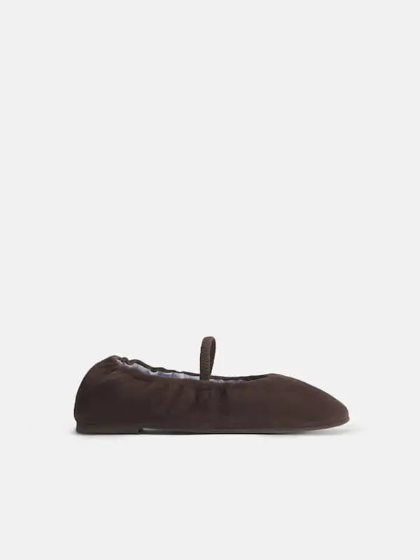 REFORMATION Buffy Ruched Ballet Flat - Brown