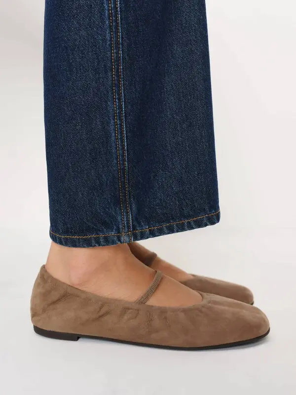 REFORMATION Buffy Ruched Ballet Flat - Grey