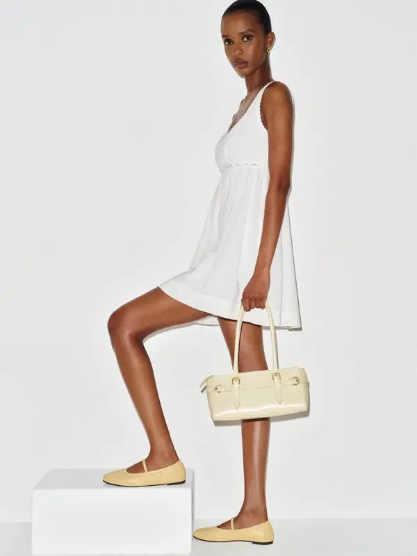 REFORMATION Buffy Ruched Ballet Flat - Yellow
