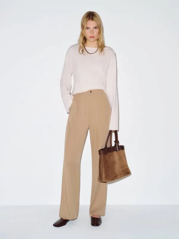 REFORMATION Mason Pant High Rise Wide Leg - Natural