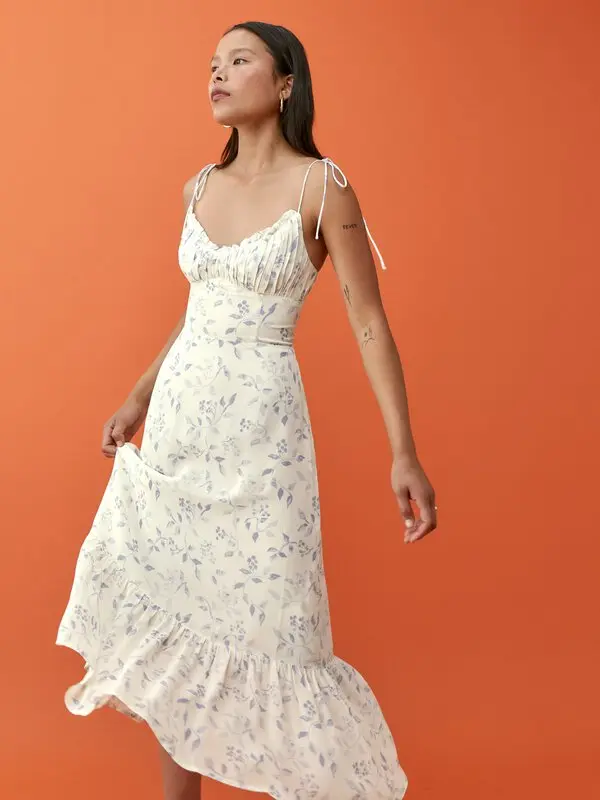 open lace back dress Reformation // Silk Halter Dress – VSP Consignment main image 1