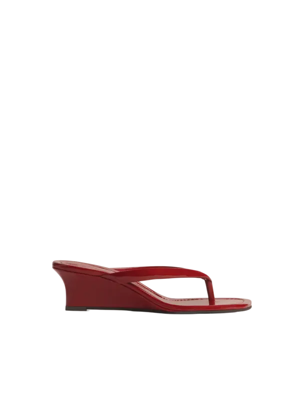 REFORMATION Amelia Thong Wedge Sandal - Red