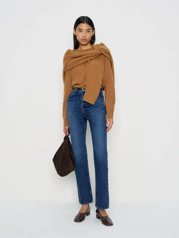 REFORMATION Cynthia High Rise Straight Long Jeans - Blue