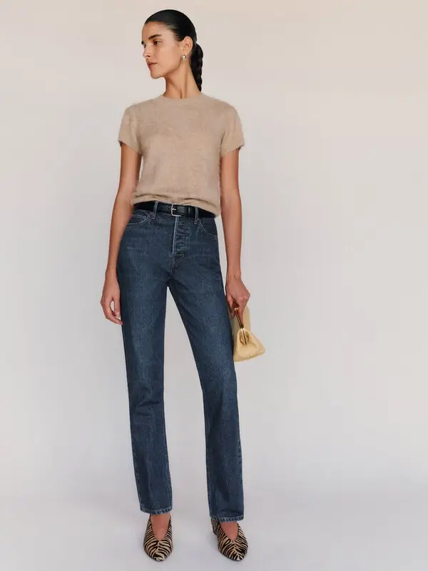 REFORMATION Cynthia High Rise Straight Jeans - Blue