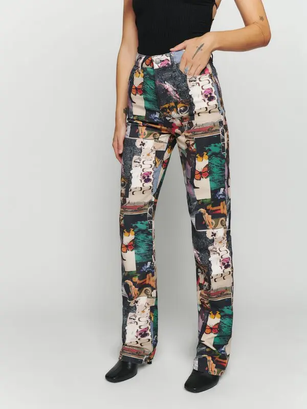 REFORMATION Cynthia High Rise Straight Long Jeans - Decoupage