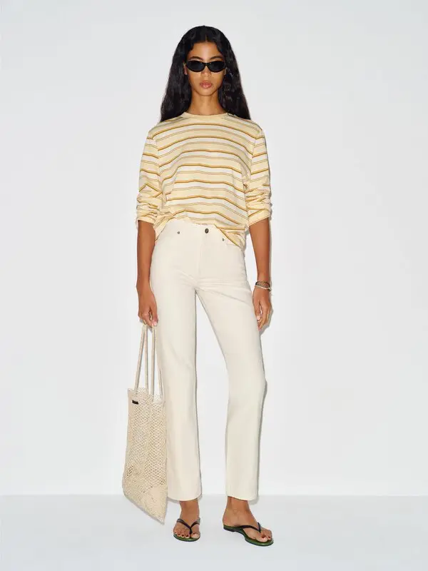 REFORMATION Cynthia High Rise Straight Long Jeans - Ivory