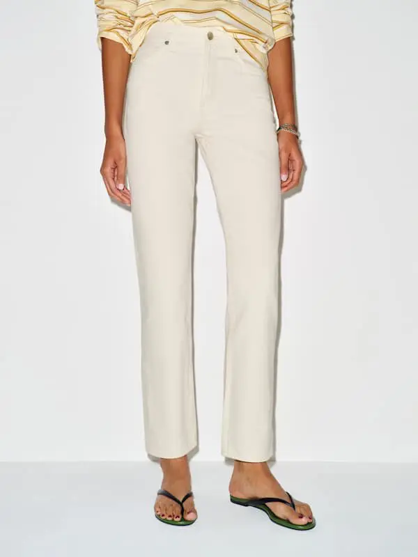 REFORMATION Cynthia High Rise Straight Long Jeans - Ivory