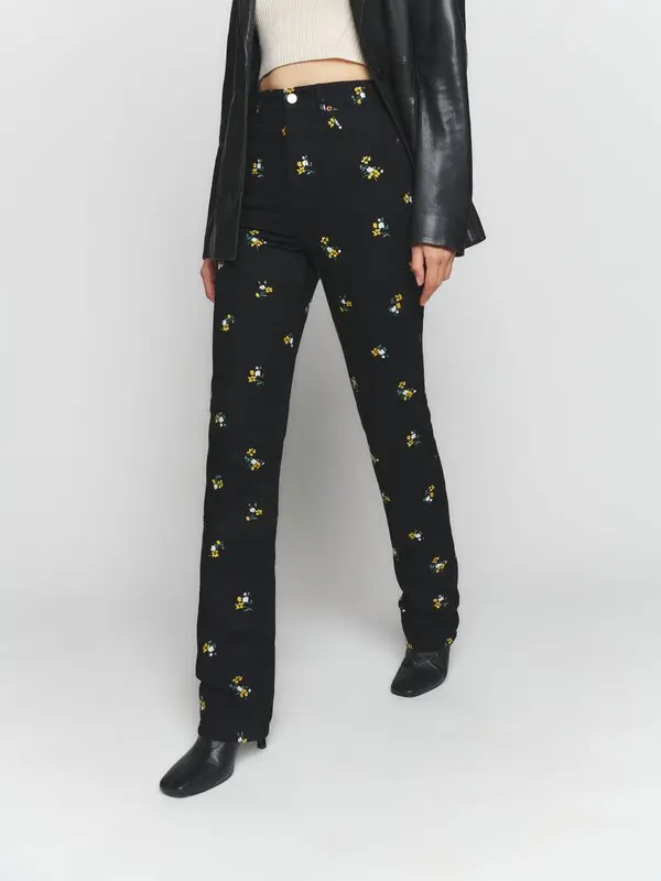REFORMATION Cynthia High Rise Straight Long Jean - Priscilla