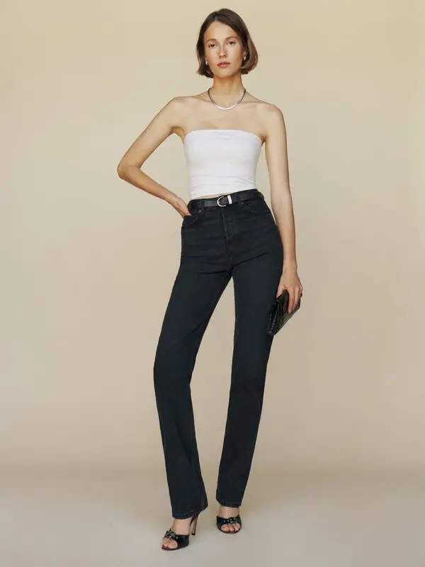 REFORMATION Cynthia High Rise Straight Long Jean - Vana