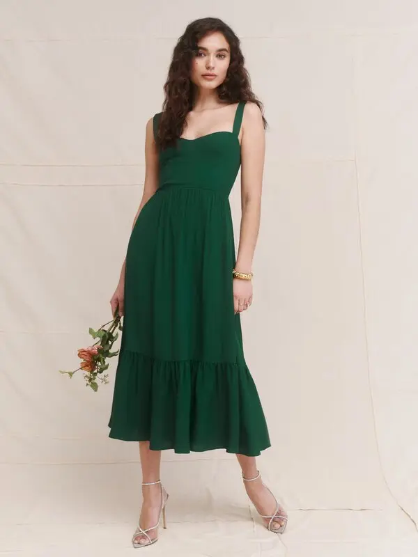Reformation Celestia Dress - Emerald | Editorialist