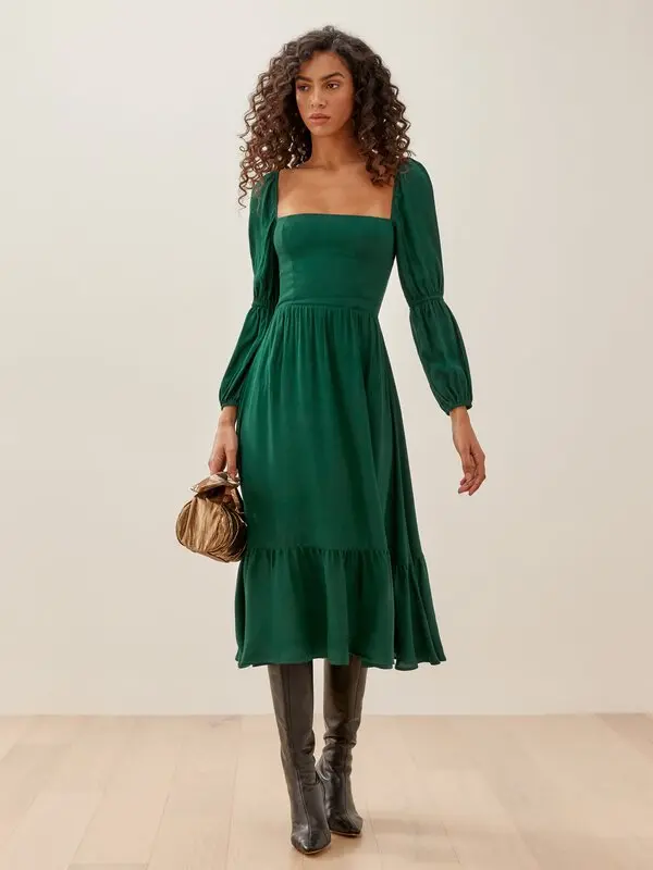 Reformation Mica Dress - Emerald | Editorialist