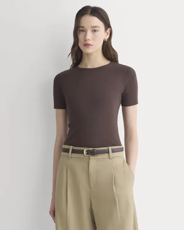 Everlane Luxe Rib Crew Neck T-shirt - Coffee Bean