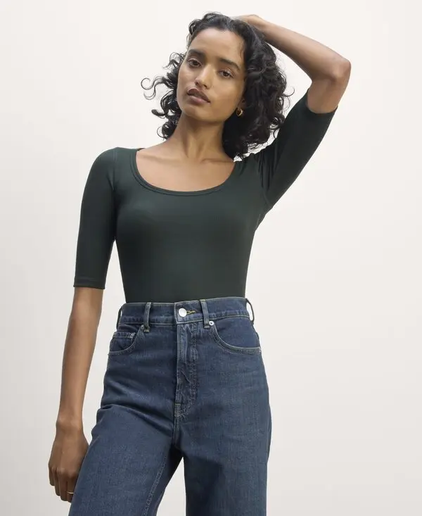 Everlane Luxe Rib Scoop-neck Tshirt - Scarab