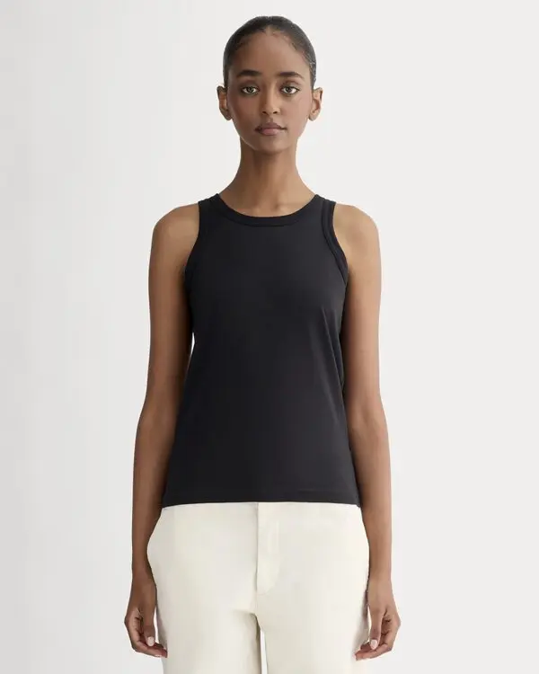 Everlane Essential Cotton High Neck Tank Top - Black