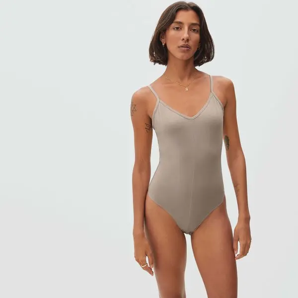 Everlane Cami Bodysuit Heathered Burnt Sugar Editorialist