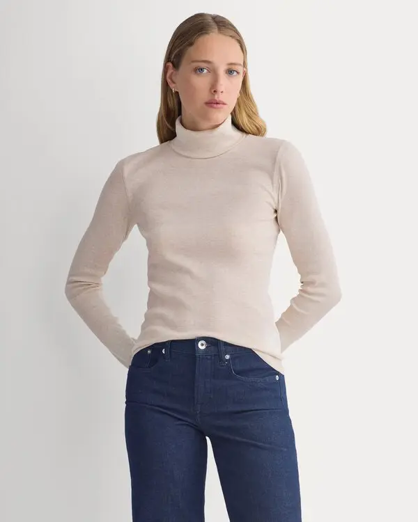 Everlane Luxe Rib Turtleneck - Heathered Oat