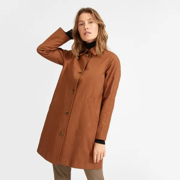 Everlane Mac Coat In Cotton - Cocoa Brown