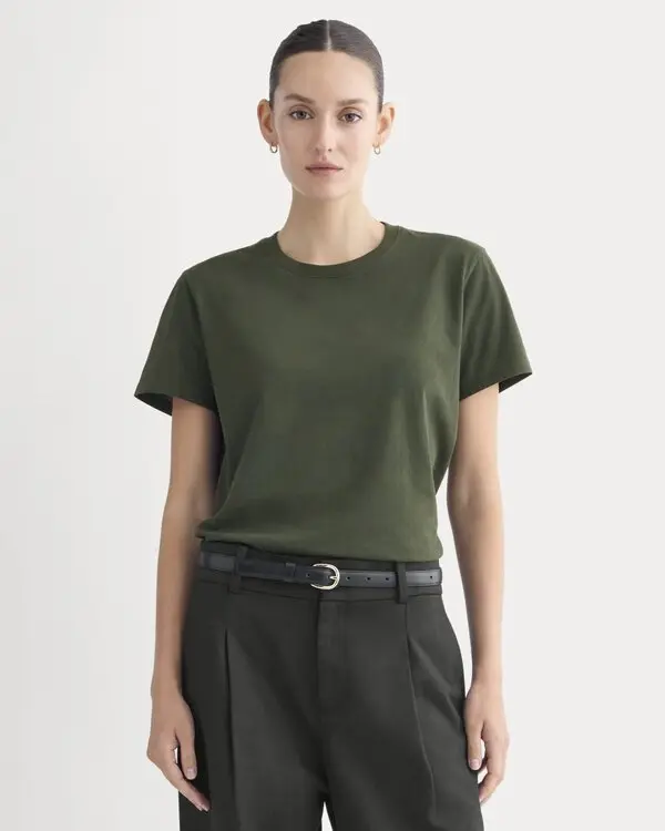 Everlane Box-cut Essential Cotton T-shirt - Dark Green