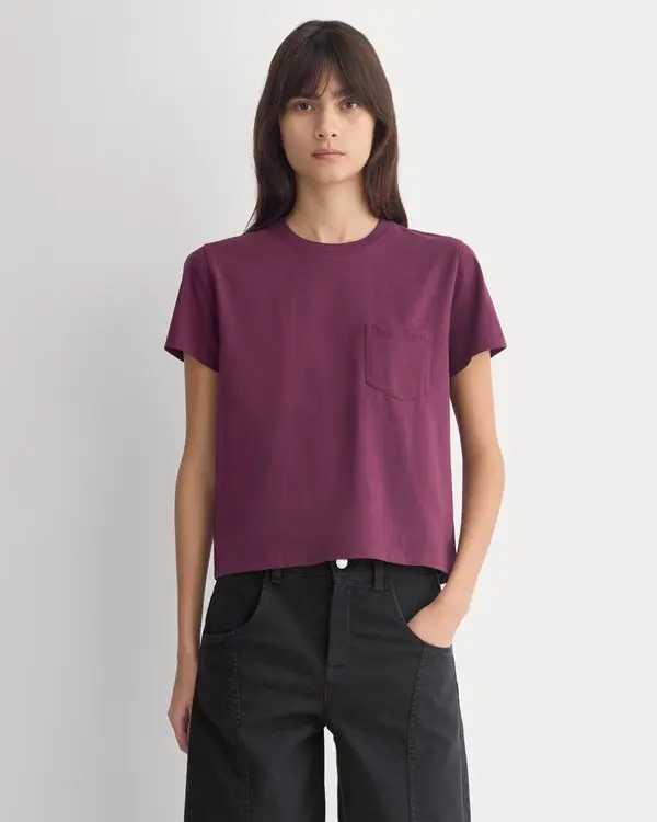Everlane Essential Cotton Box-cut T-shirt - Deep Plum