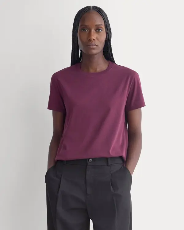 Everlane Essential Cotton Box-cut T-shirt - Deep Plum