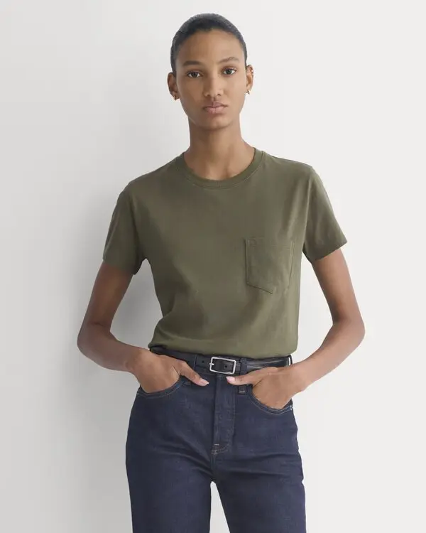 Everlane Essential Cotton Box-cut T-shirt - Olive Night