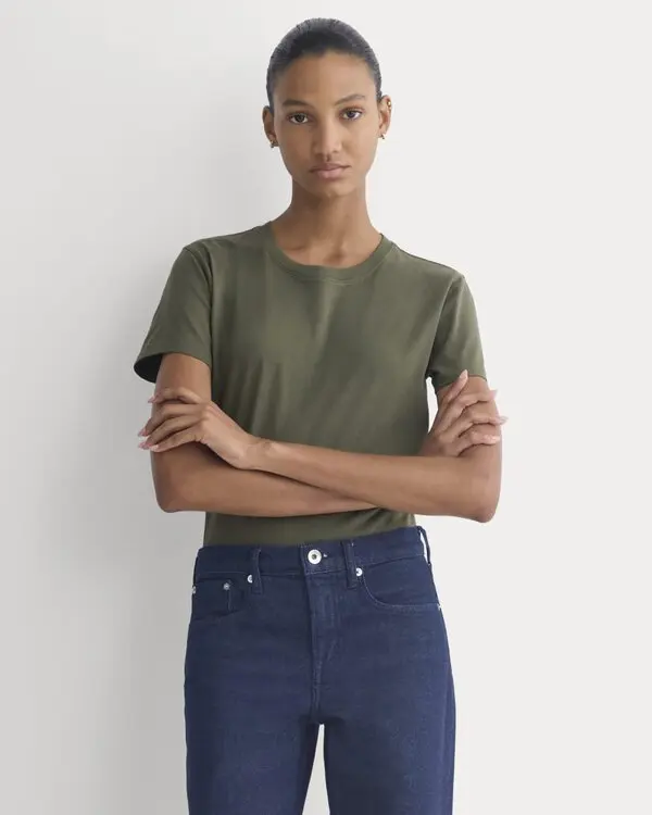 Everlane Box-cut Essential Cotton T-shirt - Olive Night