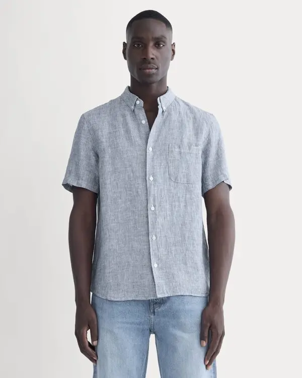 Everlane Classic Short-sleeve Shirt - White / Blue