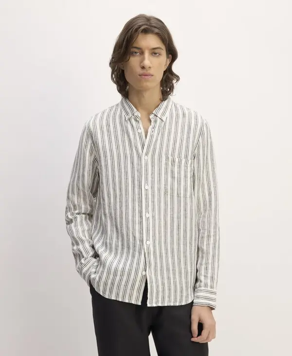 Everlane Classic Linen Shirt - Bone White/black