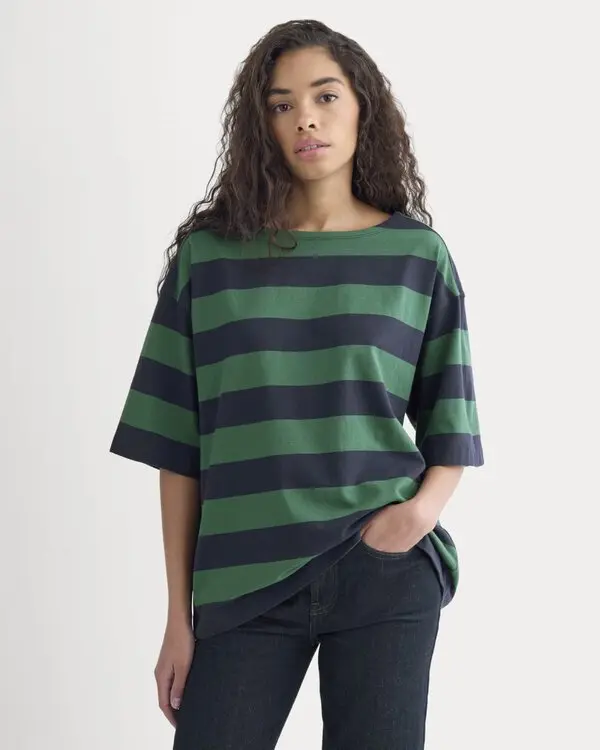 Everlane Mariner Striped Cotton T-shirt - Navy/hunter Green