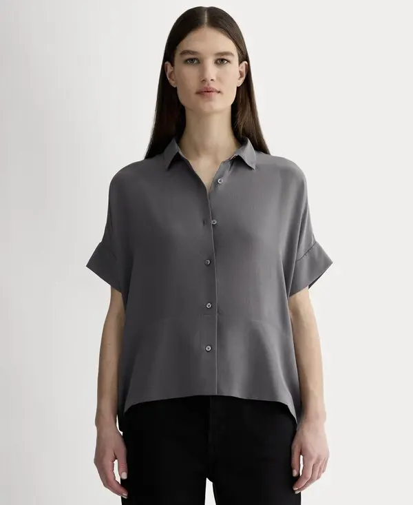 Everlane Washable Silk Boxy Shirt - Graphite