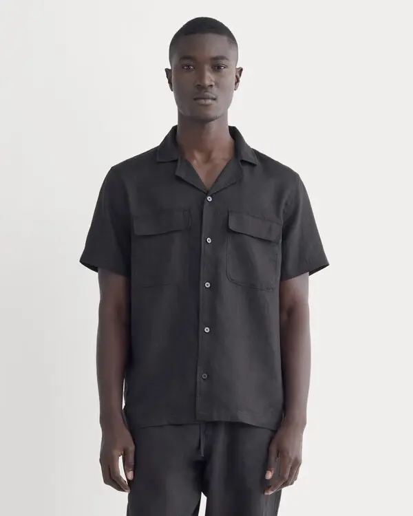 Everlane Resort Shirt, Linen Size - Black