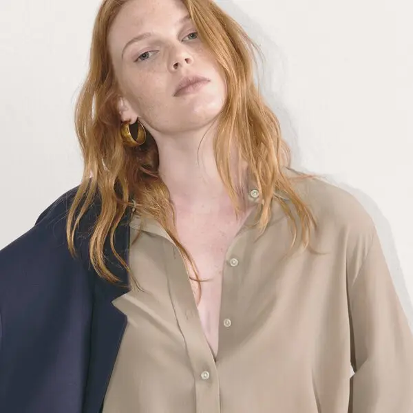 Everlane Washable Silk Shirt - Burnt Sugar