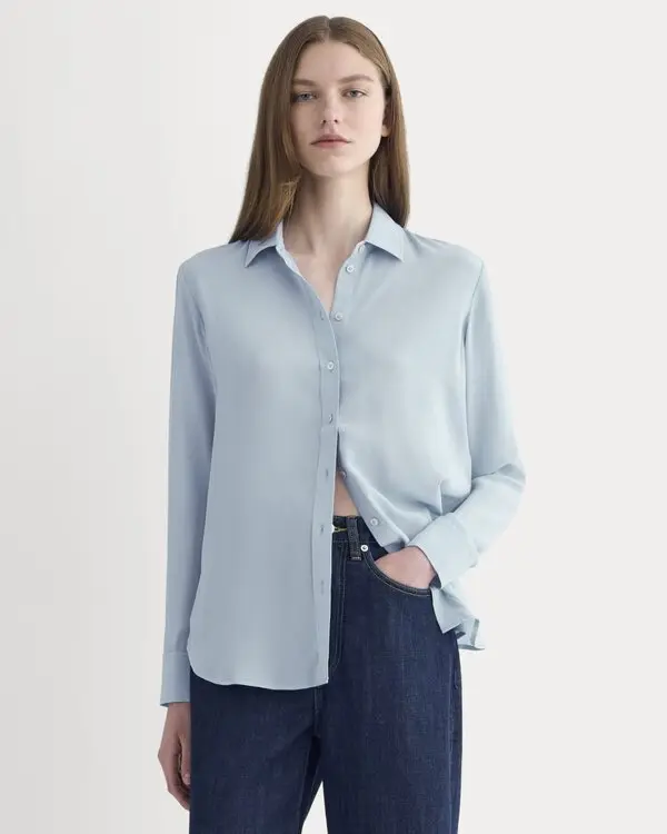 Everlane Washable Silk Shirt - Soft Blue
