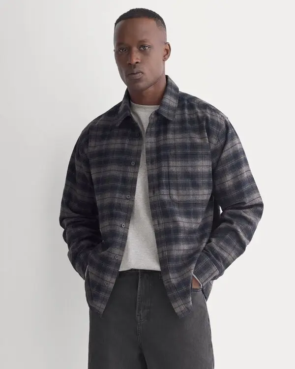 Everlane Brushed Flannel Shirt - Navy/black