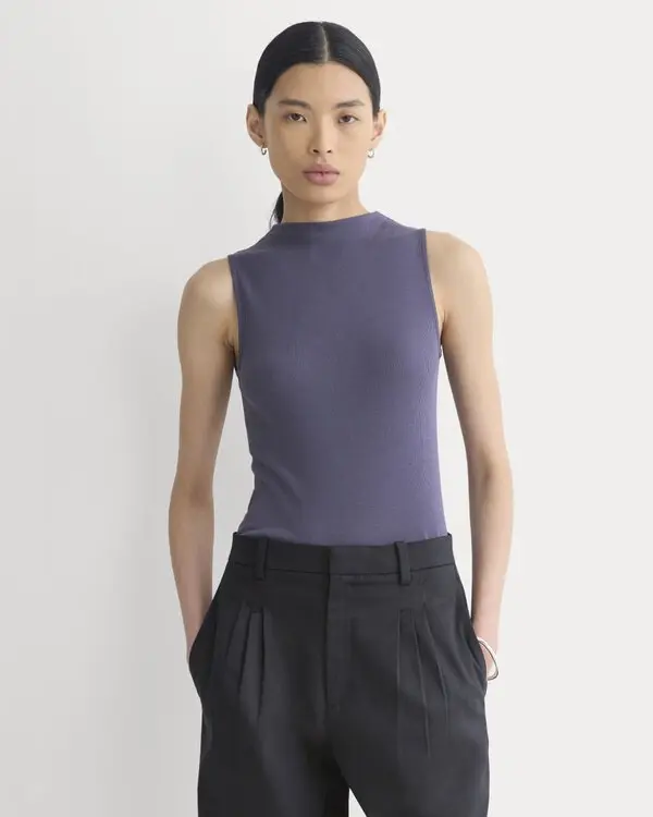 Everlane Luxe Rib Funnel-neck Tank Top - Graystone