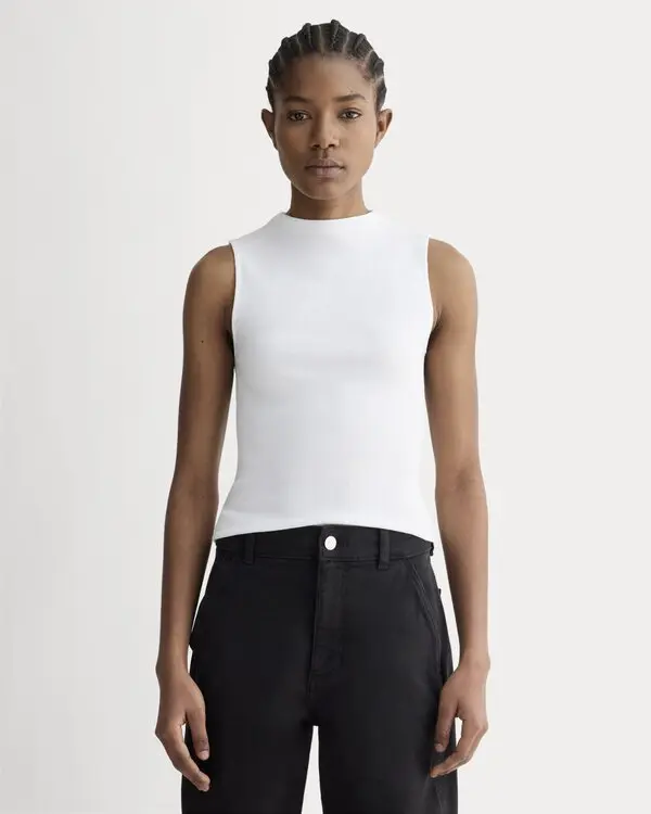 Everlane Luxe Rib Funnel-neck Tank - White
