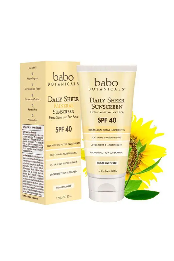 BABO BOTANICALS Daily Sheer Spf 40 Sunscreen For Face - Aqua