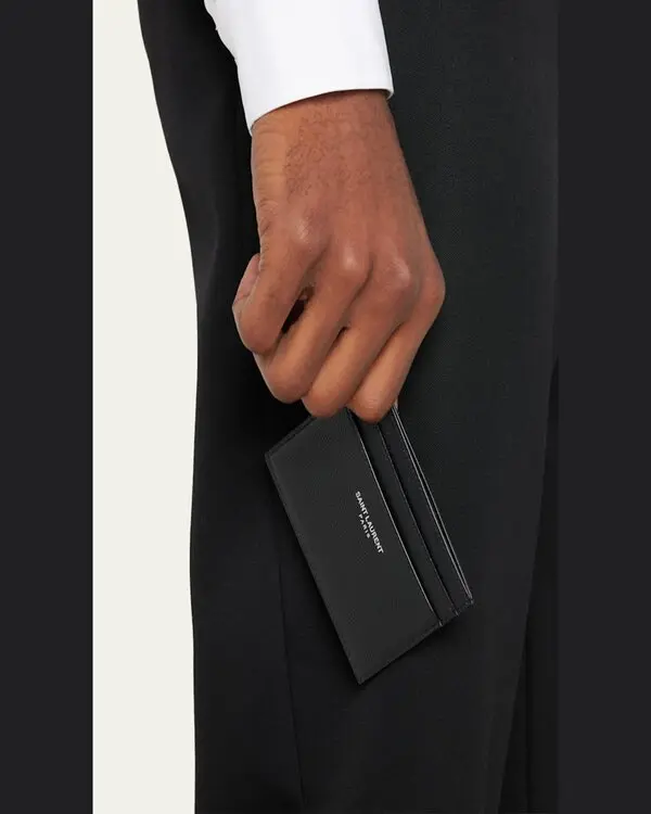 Saint Laurent Pebbled Leather Classic Card Case - Black