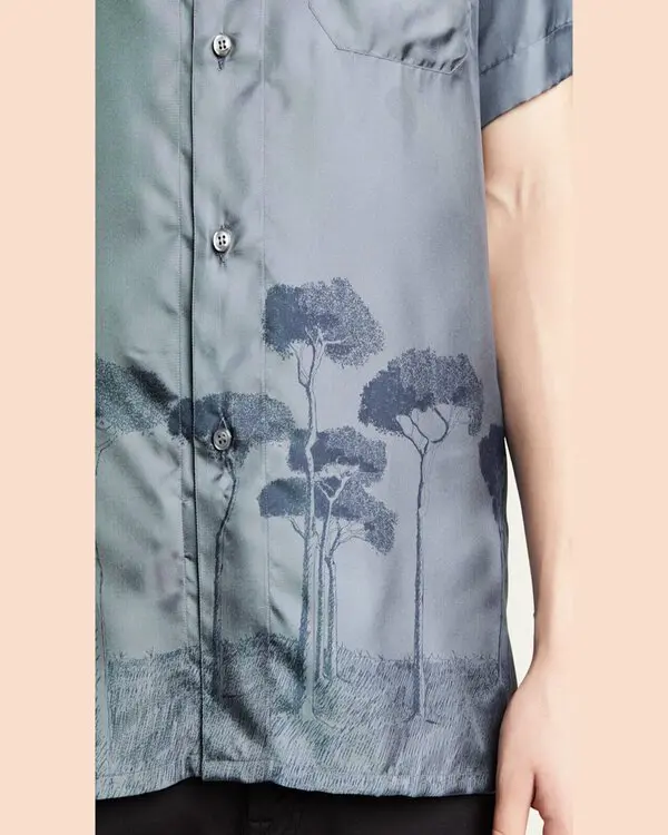 Brioni Roman Tree-print Silk Camp Shirt