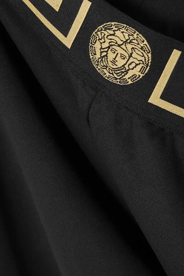 Versace Jacquard-trimmed Cotton-blend Jersey Straight-leg Pants