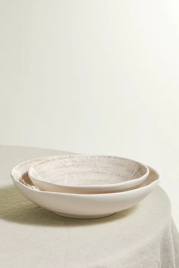 Brunello Cucinelli Set Of Two Glazed Ceramic Bowls - Off-white