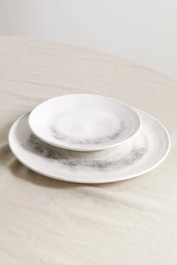 Brunello Cucinelli Set Of Two Glazed Ceramic Plates - Gray