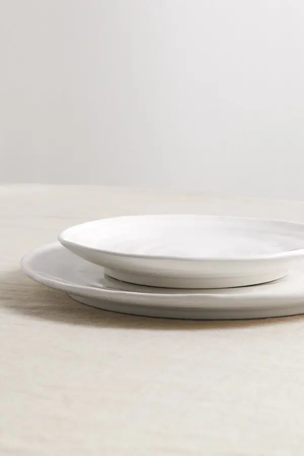 Brunello Cucinelli Set Of Two Glazed Ceramic Plates - Gray