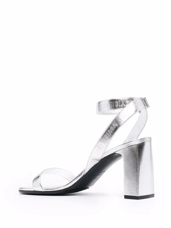 Balenciaga Metallic Finish Block Heel Sandals