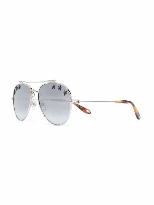 Givenchy Star-Print Aviator Sunglasses - Silver | Editorialist display picture 2