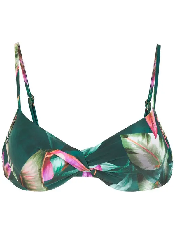 LYGIA & NANNY Fiji Leaf-print Bikini Top - Green