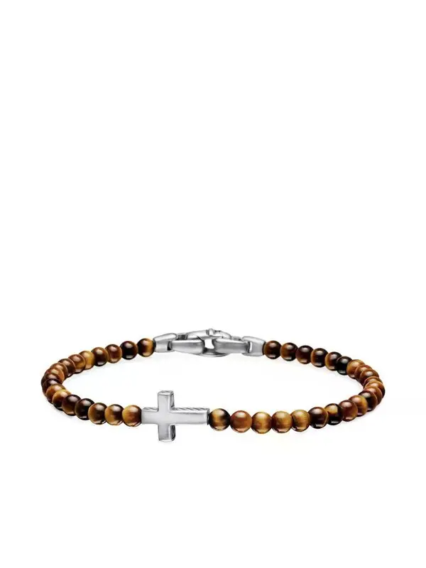 David Yurman Sterling Spiritual Beads Cross Bracelet - Silver
